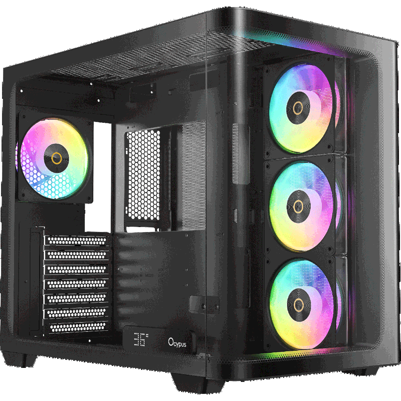Корпус ПК Ocypus Iota C70 Curve BK ARGB, Midi-Tower, 4×120 мм ARGB, 2×USB‑A 3.0 + 1×USB‑C 3.1, ATX/mATX/mITX, чёрный
