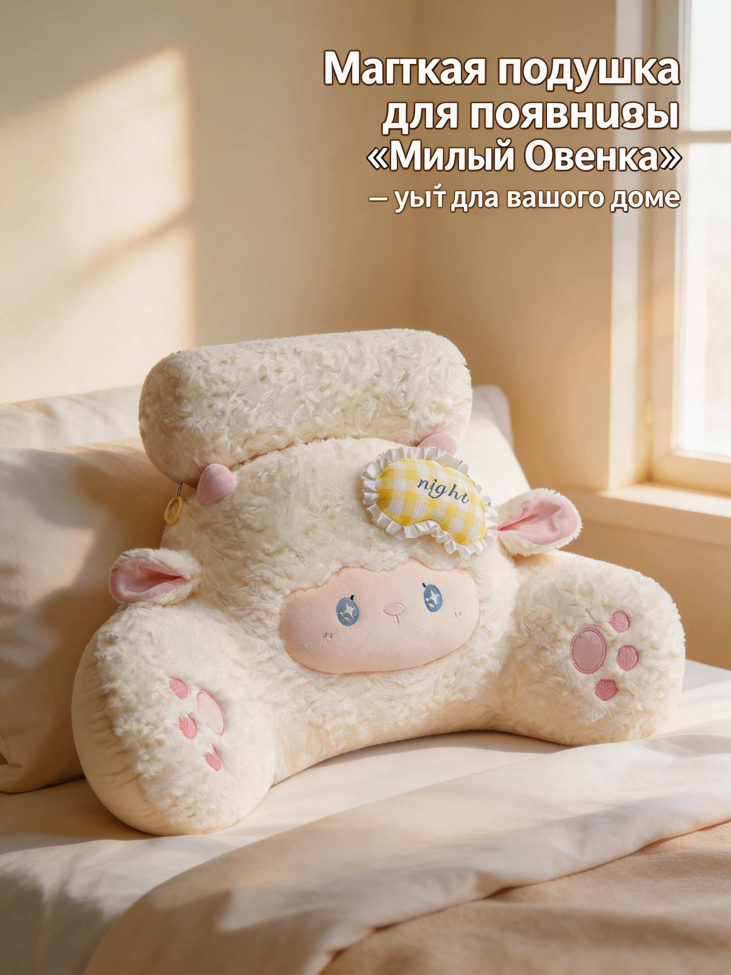 Мягкая овечка, спинка для кровати, ортопедическая, съемный чехол, подходит для кроватей, диванов, офисных кресел и автомобилей