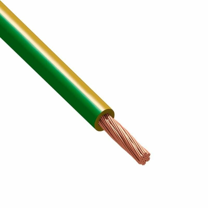 Провод высоковольтный Русский Свет ПуГВнг-LS, 1х4 мм2, 450/750 В, жила желто-зеленая