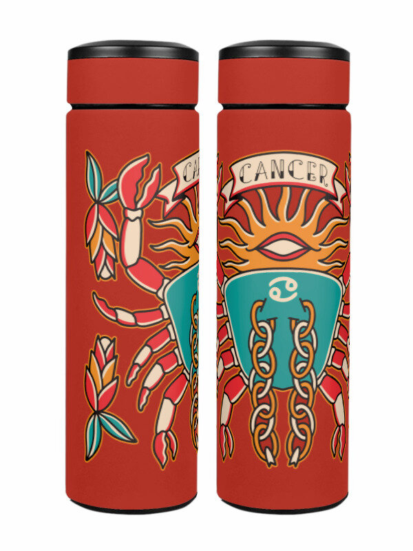 Термос «Рак, Созвездие Рак, Знак зодиака» (красный)