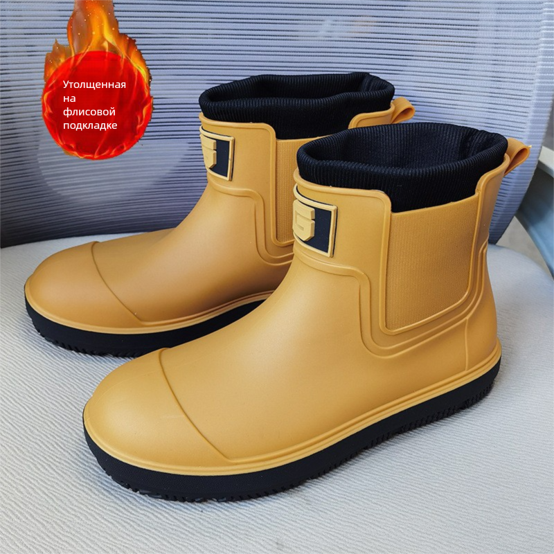 Модные полусапожки, резиновые сапоги для мужчин, универсальные водонепроницаемые ботинки для рыбалки, походные резиновые сапоги, корейская версия, нескользящая кухонная обувьРазмер обуви. EU:37