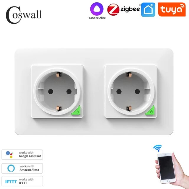 Coswall умная розетка Double White Zigbee