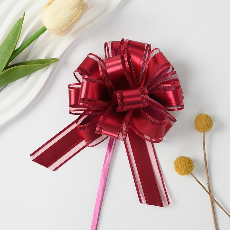 Бант-шар упаковочный Yiwu органза, диаметр 5 см, бордовый