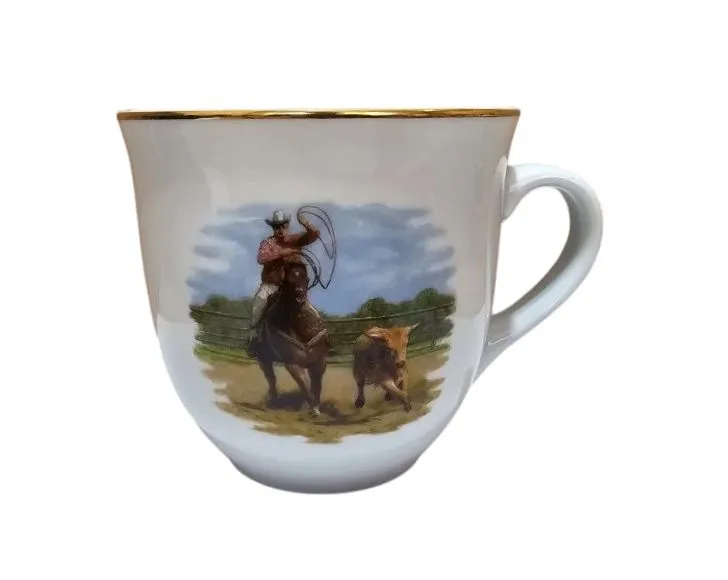 Кружка "Ковбой с лассо на лошади ловит быка "