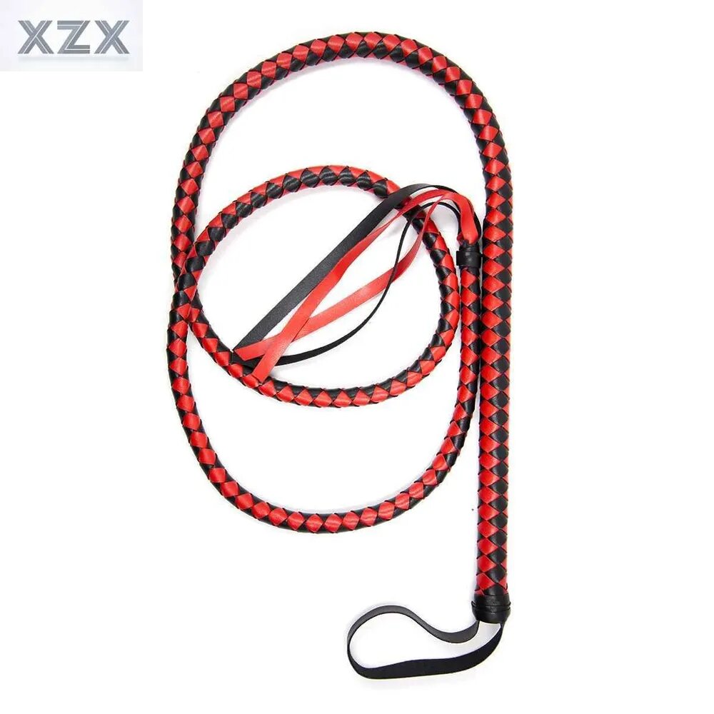 Кожаный хлыст 1,9 метра Красный цвет для управления лошадью для верховой езды