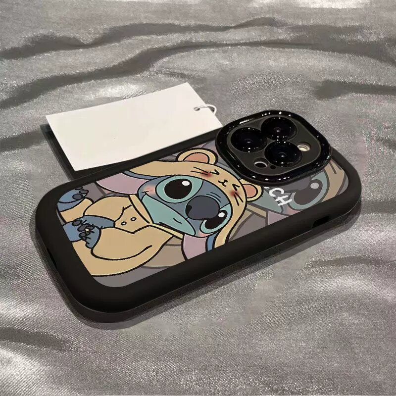 Мягкий пуховый чехол для Redmi Note 9 5G с узором Стича АЛ в шляпе, классический черный цвет