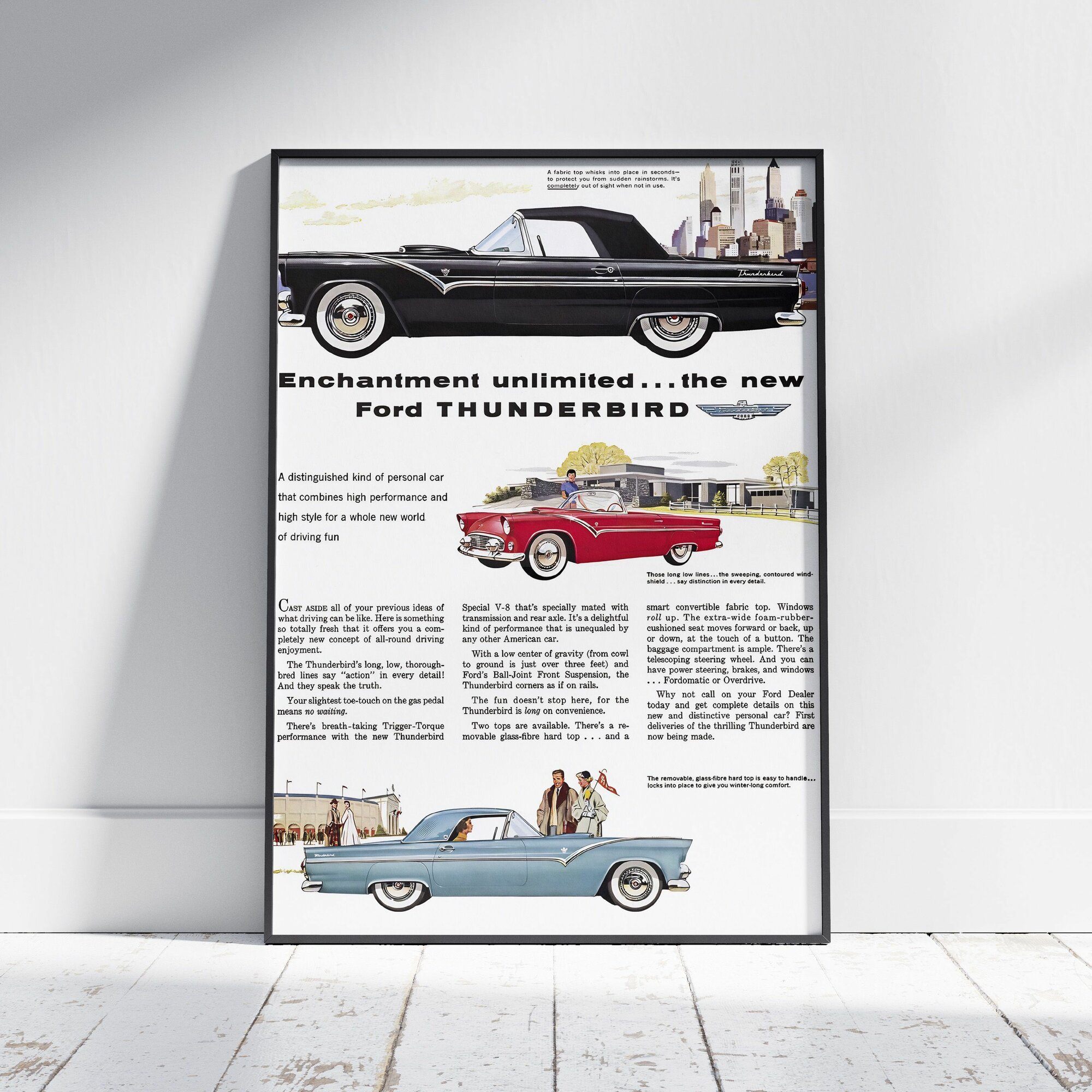 Плакат на стену для интерьера Культовые машины (Ford Thunderbird 10) - Постер по легендарным и классическим ретро автомобилям формата А4 (21x30 см)
