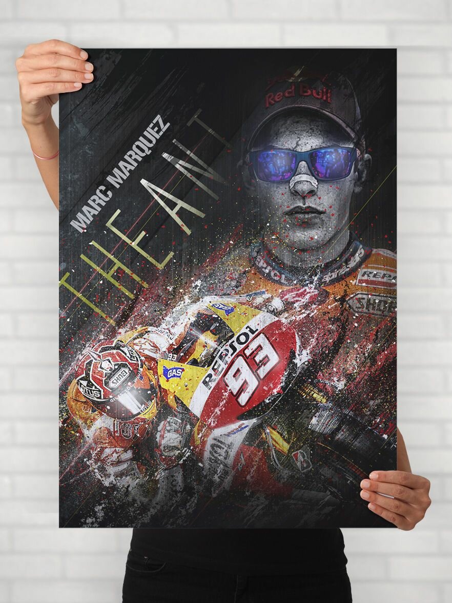 Плакат на стену для интерьера Звёзды Автоспорта - Stars of Motorsport (Марк Маркес - Marc Marquez 2) - Постер по гонщику формата A1 (61x84 см)