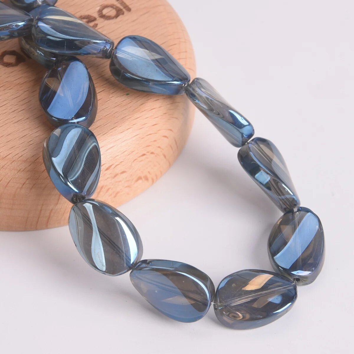 Бусины стеклянные Ink Blue, 10 шт.