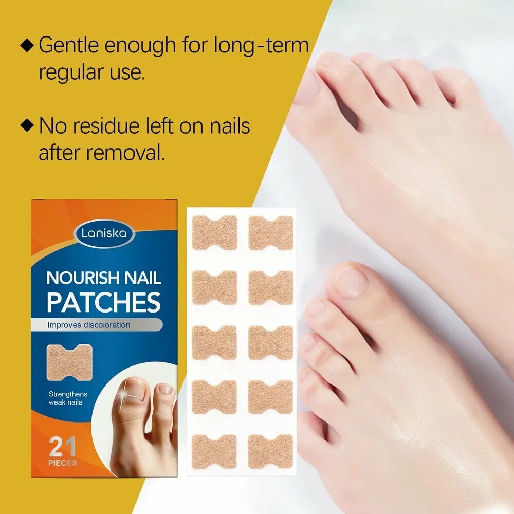 Питательные пластыри для ногтей Laniska Nourish Nail Patches, для укрепления и улучшения цвета ногтей, 21 шт