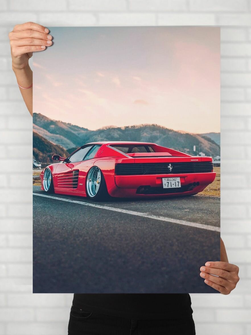 Плакат на стену для интерьера Легенды Авто (Феррари Тестаросса - Ferrari Testarossa 2) - Постер по машине формата A1 (61x84 см)