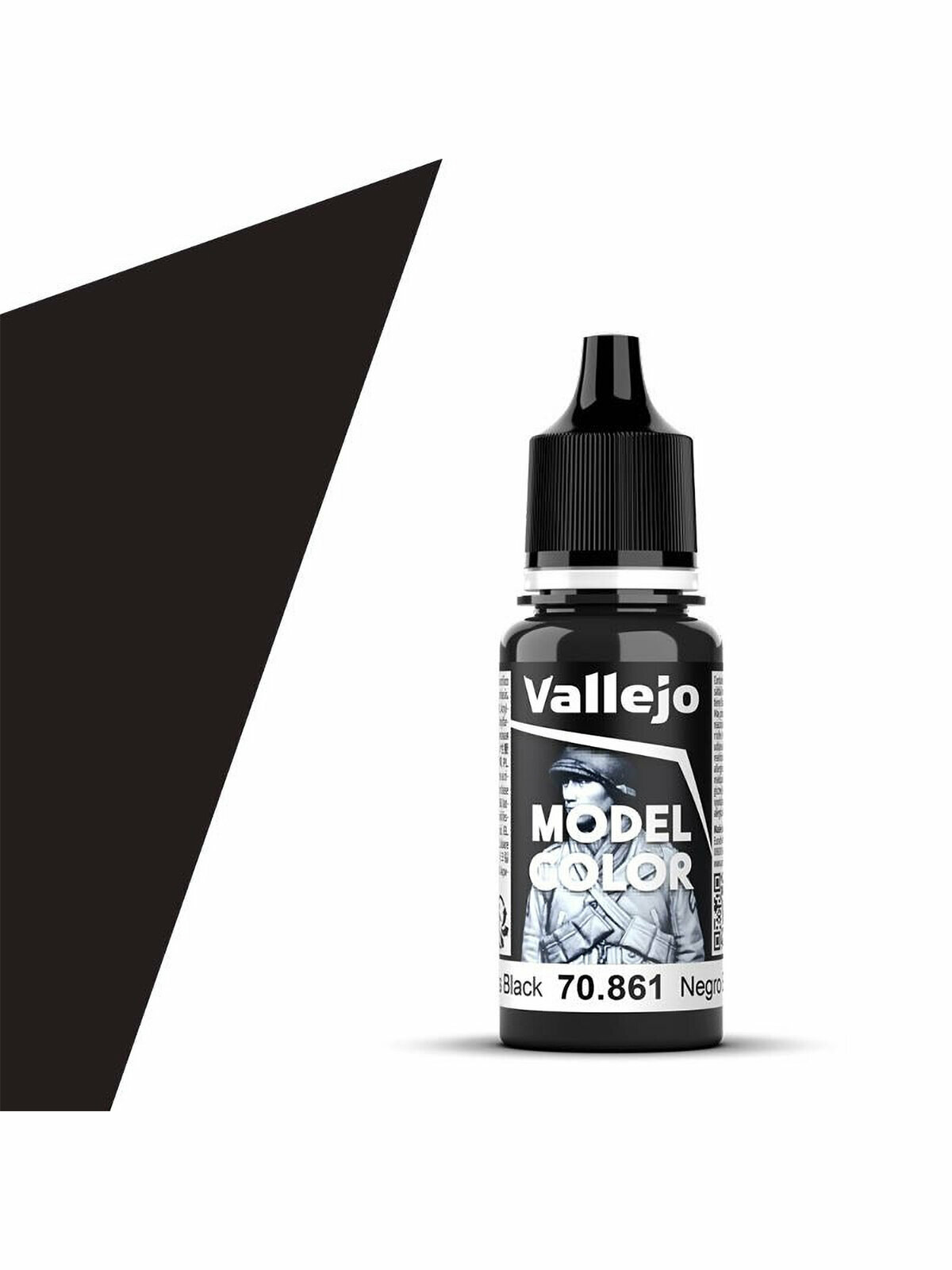 Краска акриловая Vallejo серии Model Color - Gloss Black 70861, глянцевая, 18 мл