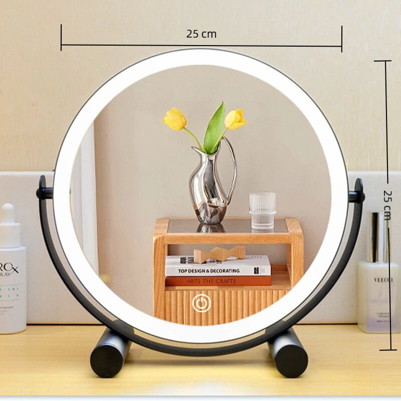 Настольное косметическое зеркало, LED-подсветка, с рамой, 25х25см