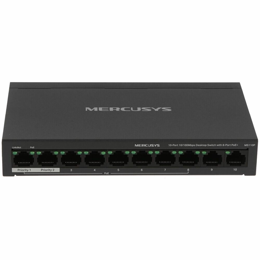 Коммутатор Mercusys MS110P 10 ports 8 ports PoE+ 10/100Mbps неуправляемый