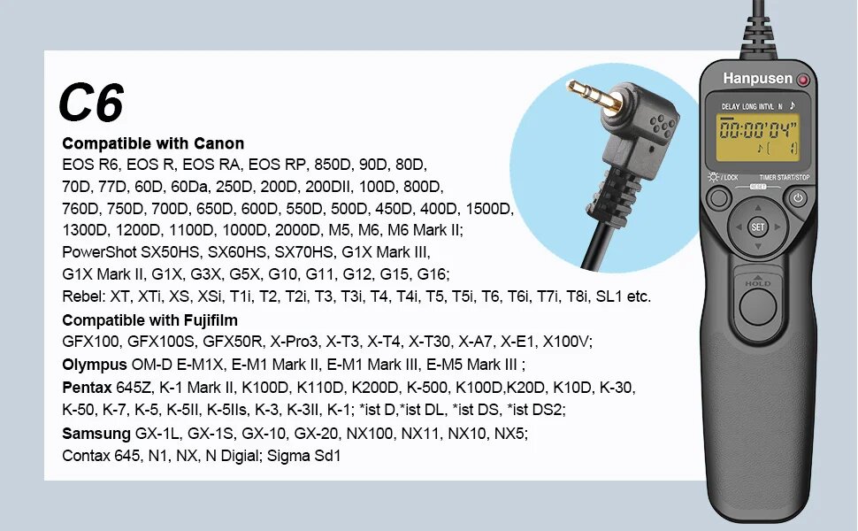 Интервалометр для Canon Nikon Sony Fujifilm Olympus Pentax TR90 C6 For Fujifilm
