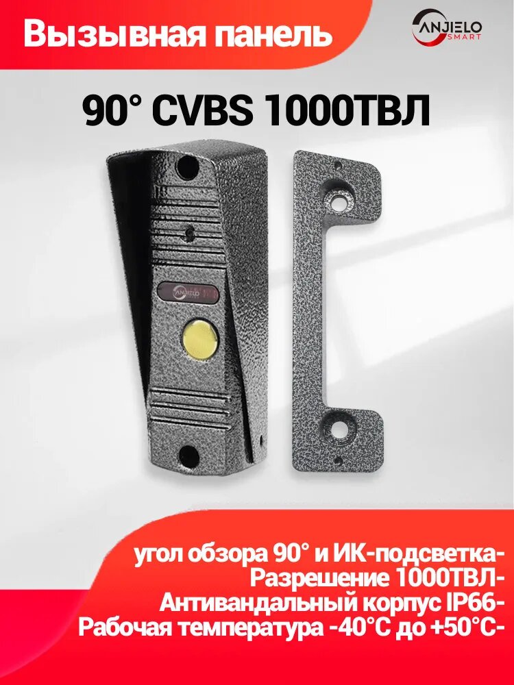 Панель вызова видеодомофона уличная металлическая, IP65 влагозащита! Проводная связь, ИК-ночь (90)