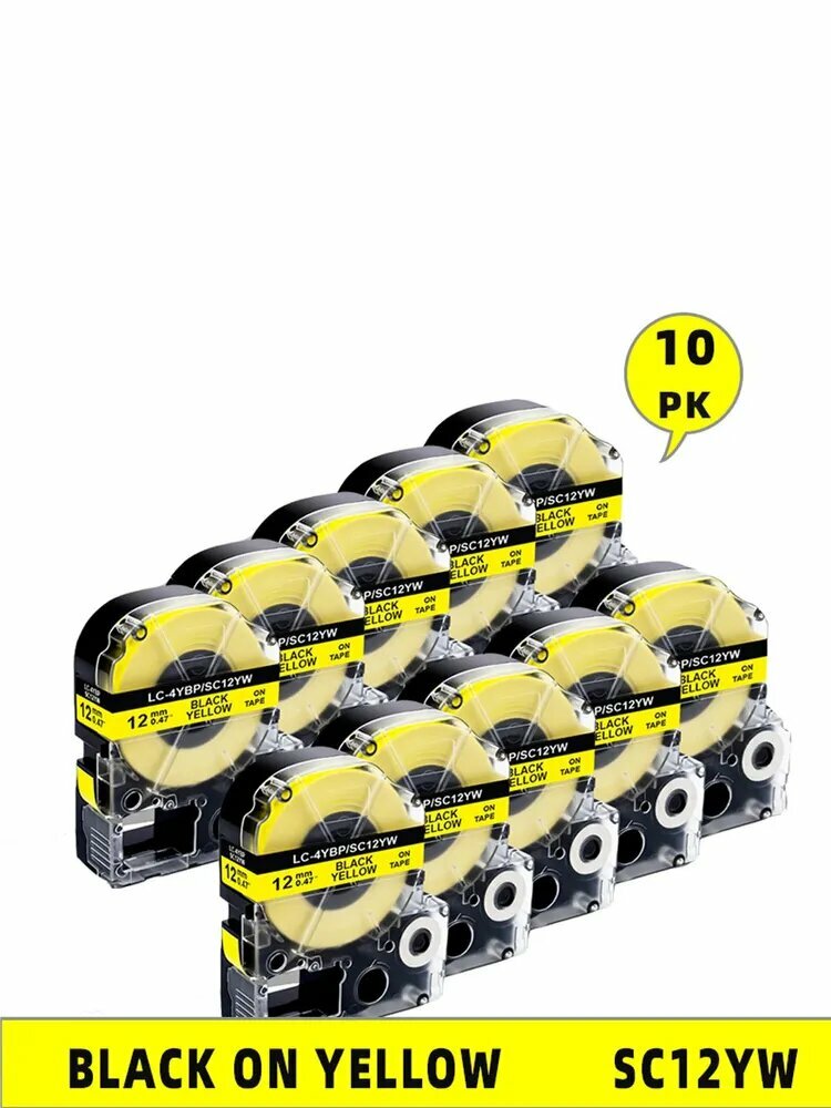 Лента для принтера, совместимый, Черный (black), Желтый (yellow), 10 шт