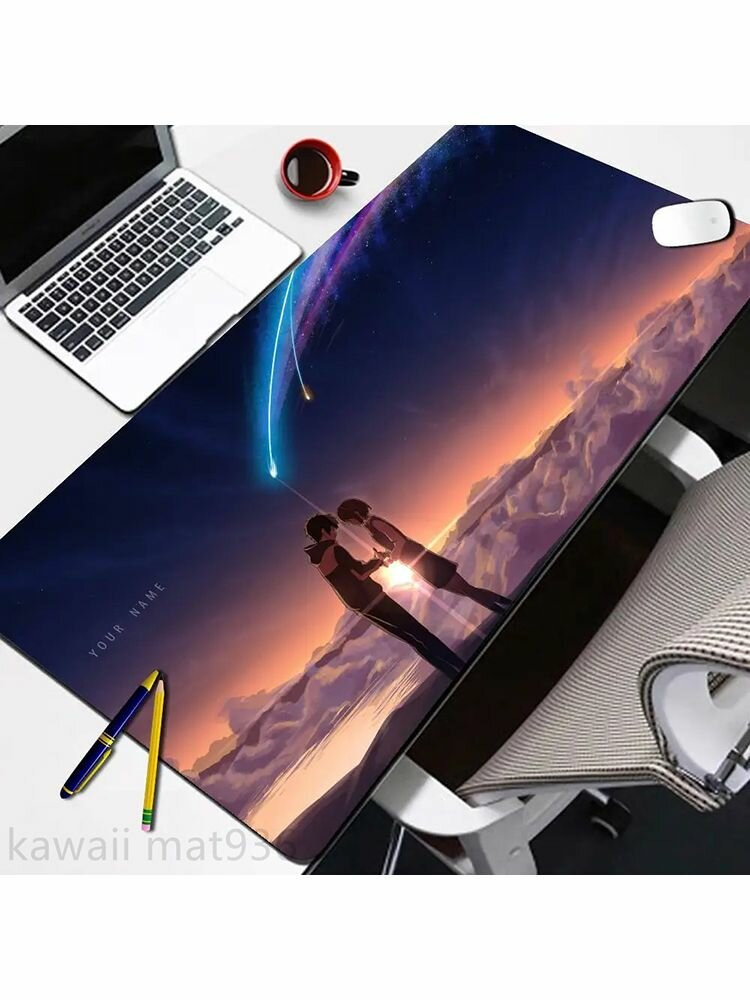 Your Name Игровой коврик для мыши с вашим именем из фильма "периферия", аниме-мультфильма, размер 40x90xxl