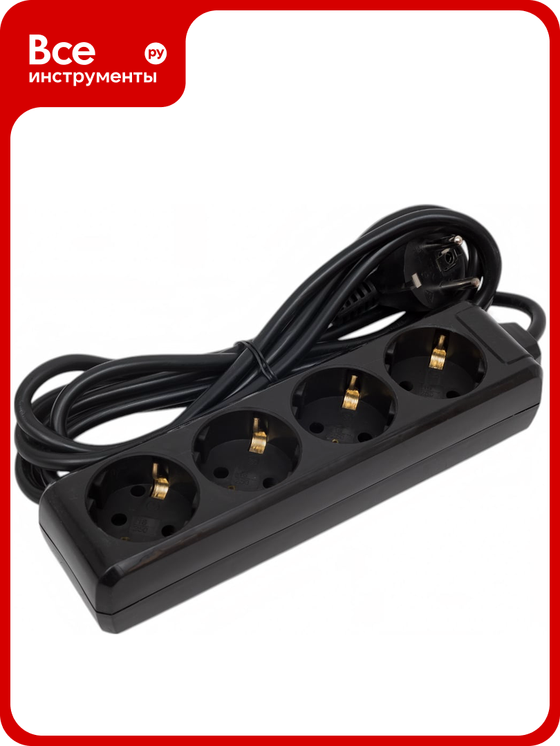 Удлинитель IEK у04 4 места с/з 3м 3x1мм2 16а 250в черный WYP10-16-04-03-Z-K02