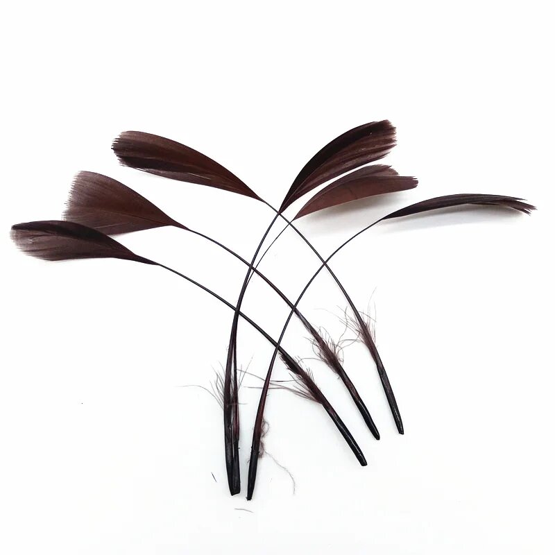 Перья гусиные, Dark Brown feathers, 20 шт