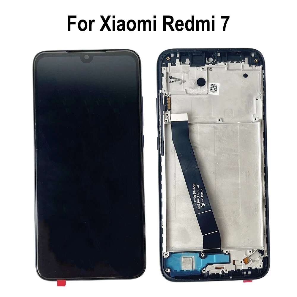 Черный дигитайзер сенсорного экрана в сборе с рамкой для Xiaomi Redmi 7
