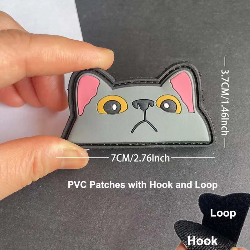 Вышитые нашивки с кошачьими мордочками NYAConfetti Серый, 3-PVC-Gray-1PCS
