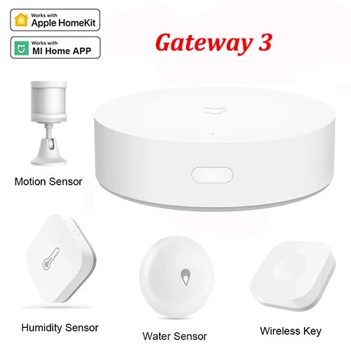 Комплект Xiaomi Smart Home Kit Мультимодовый шлюз 3 ZigBee Bluetooth Mesh Hub Aqara Бесконтактный выключатель Дверной датчик движения человека Водяной датчик дыма-Set 11