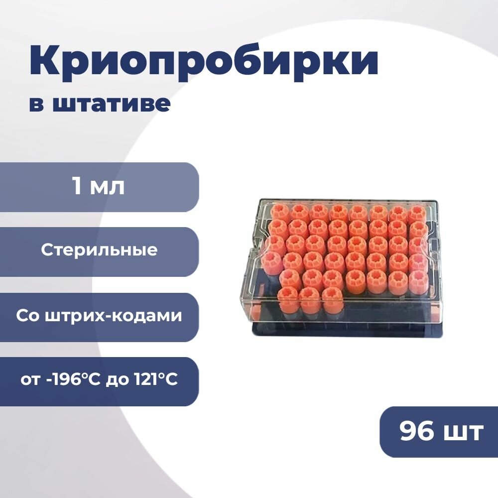 Криопробирки 1 мл / Упаковка (96 шт.) стерильные, FDCELL (Fudau) D050001