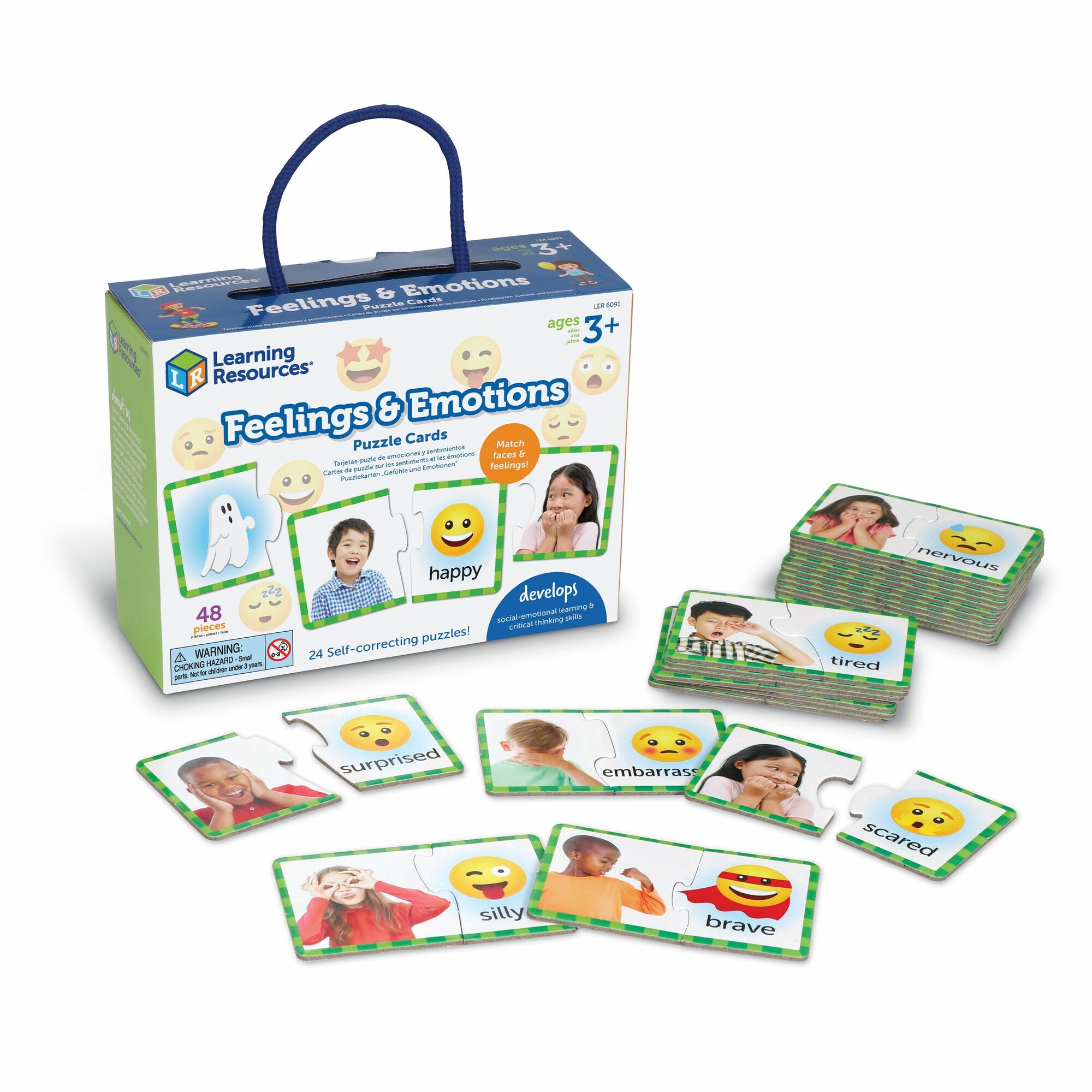 Развивающая игрушка Learning Resources - Набор карточек-пазлов "Чувства и эмоции" (на англ. языке), 48 эл. - LER6091
