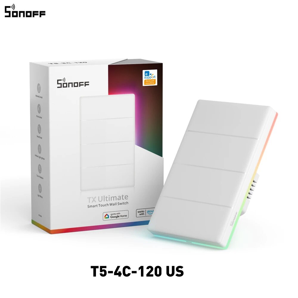 SONOFF T5 TX Ultimate 86/120 Model Датчик беспроводного умного выключателя на стене с заменяемой крышкой Ewelink Alexa Google Home assistant smartthin-T5-4C-120 US