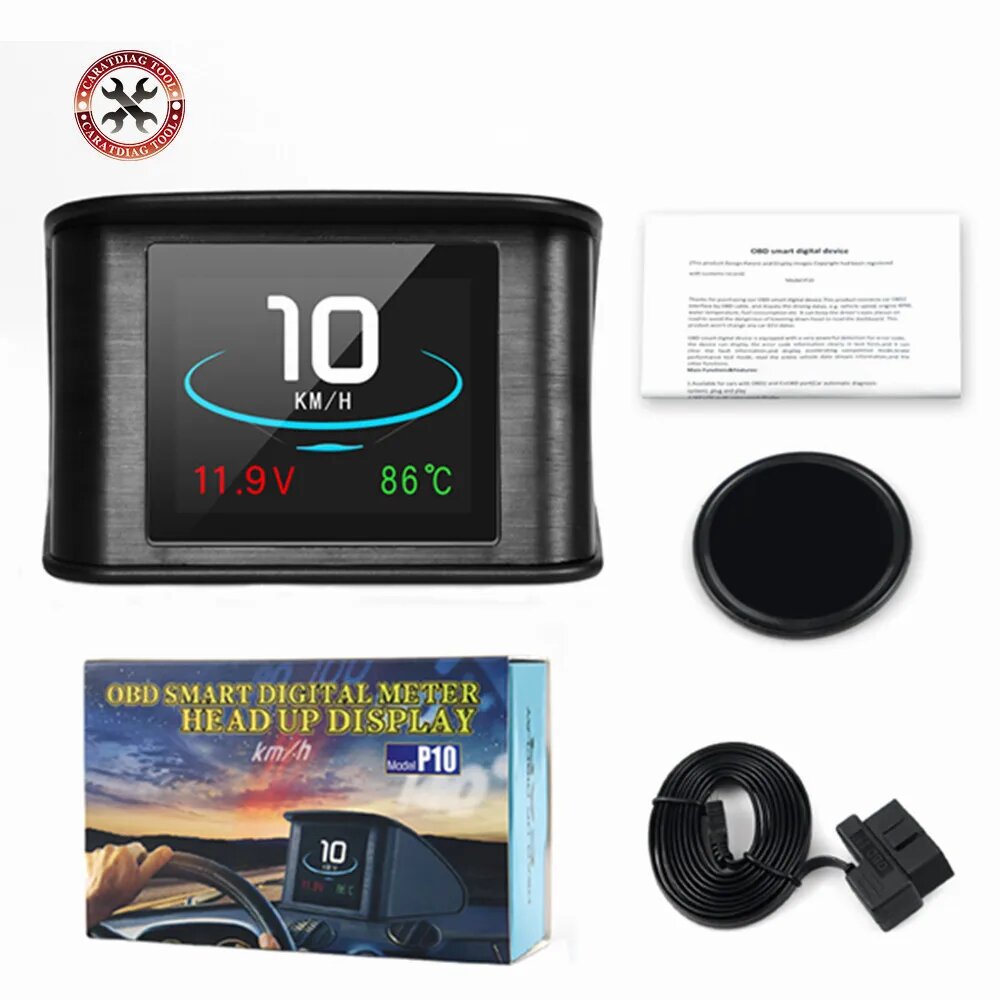 Универсальный Умный Цифровой измеритель HUD P10, OBD2, индикатор превышения скорости, код неисправности двигателя, автомобильный навигатор