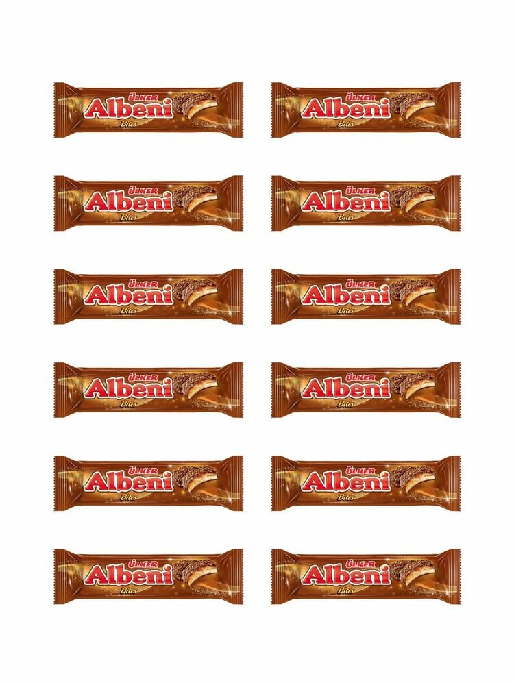 Ulker Печенье Albeni Bites карамель-молочный шоколад-крошки печенья, 72 г, 12 шт