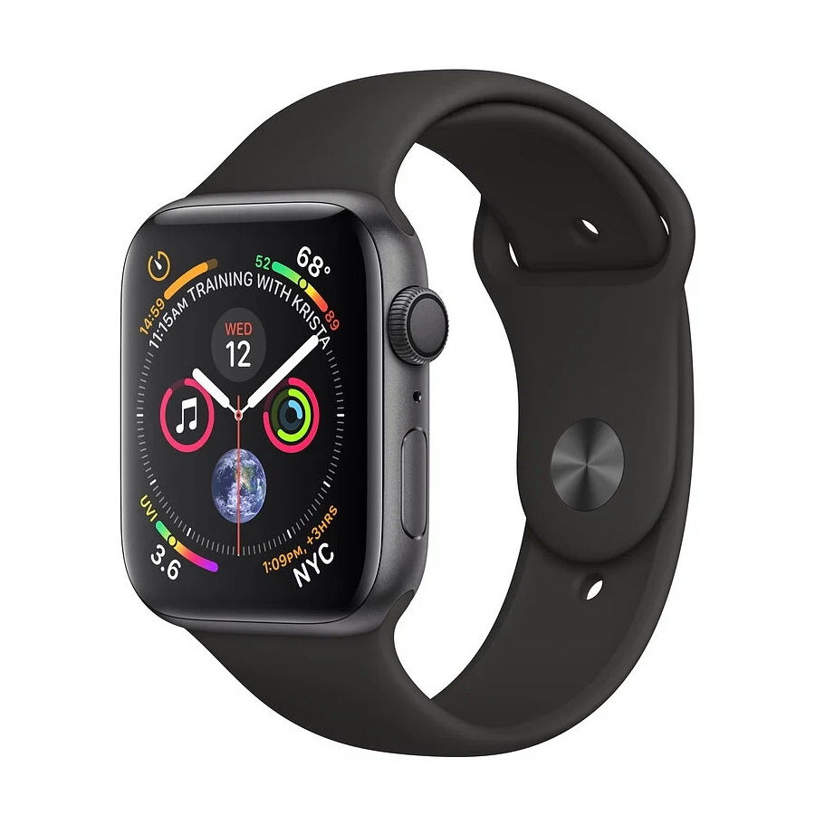 Умные часы A pple Watch Series 4 GPS, 40mm Space Grey Aluminium, Black Sport Band，Восстановленные