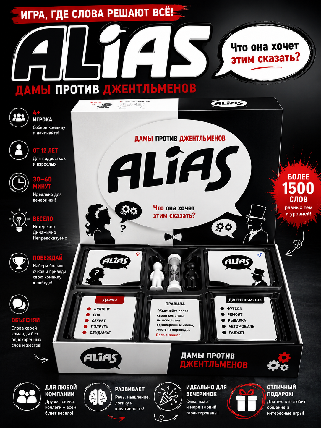 Настольная игра "Alias Дамы против Джентльменов", Алиас для вечеринок и викторины