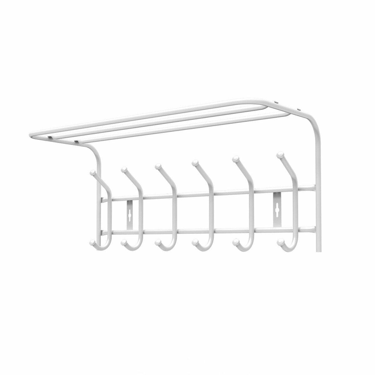 Вешалка настенная с полкой Nika ВП6М/МБ, 6 крючков, 60,8 x 26,2 x 24,5 см, матовый белый