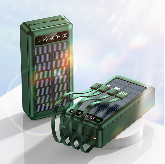 Внешний аккумулятор ZXJDM Solar Energy, 50000mAh, встроенный фонарик, с солнечными панелями