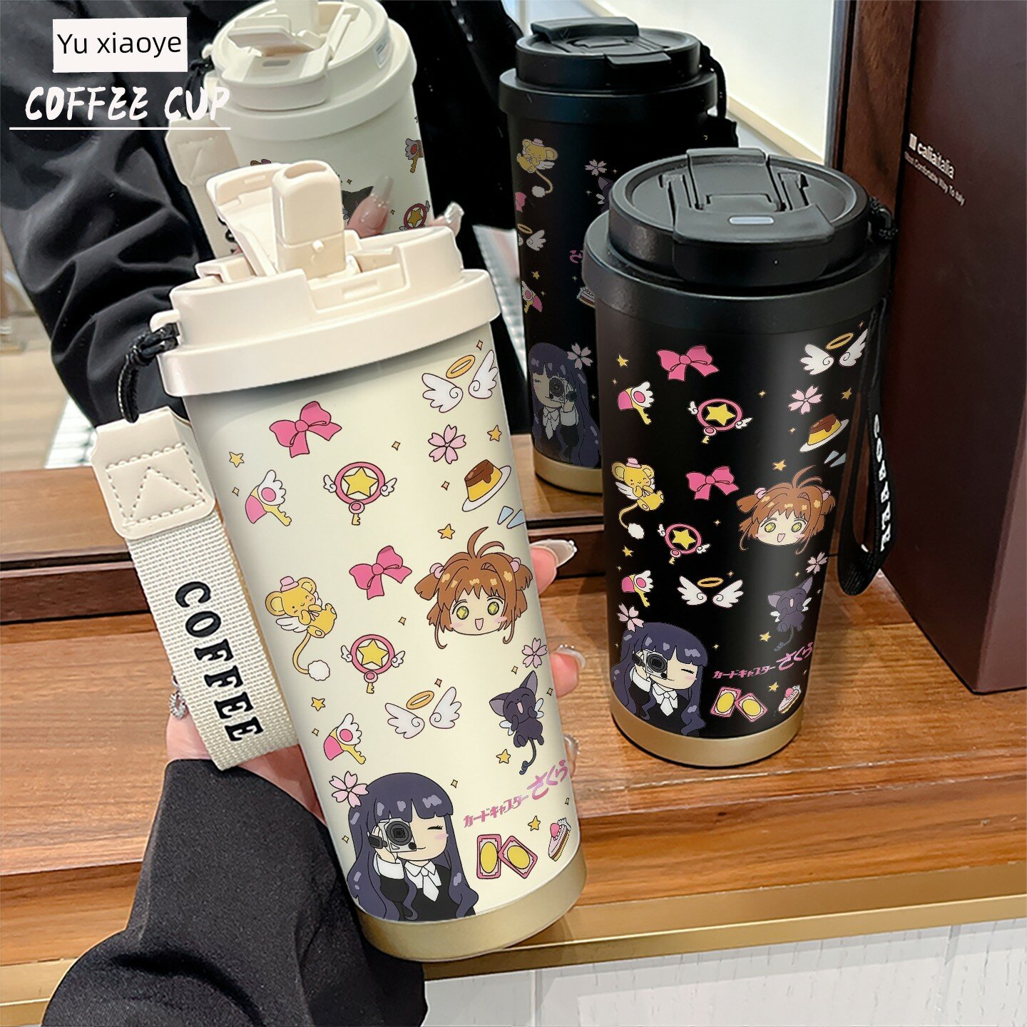 530 мл стакан Bocchi Sakura из нержавеющей стали с ремешком на запястье, сакура-розовый, подарочная упаковка