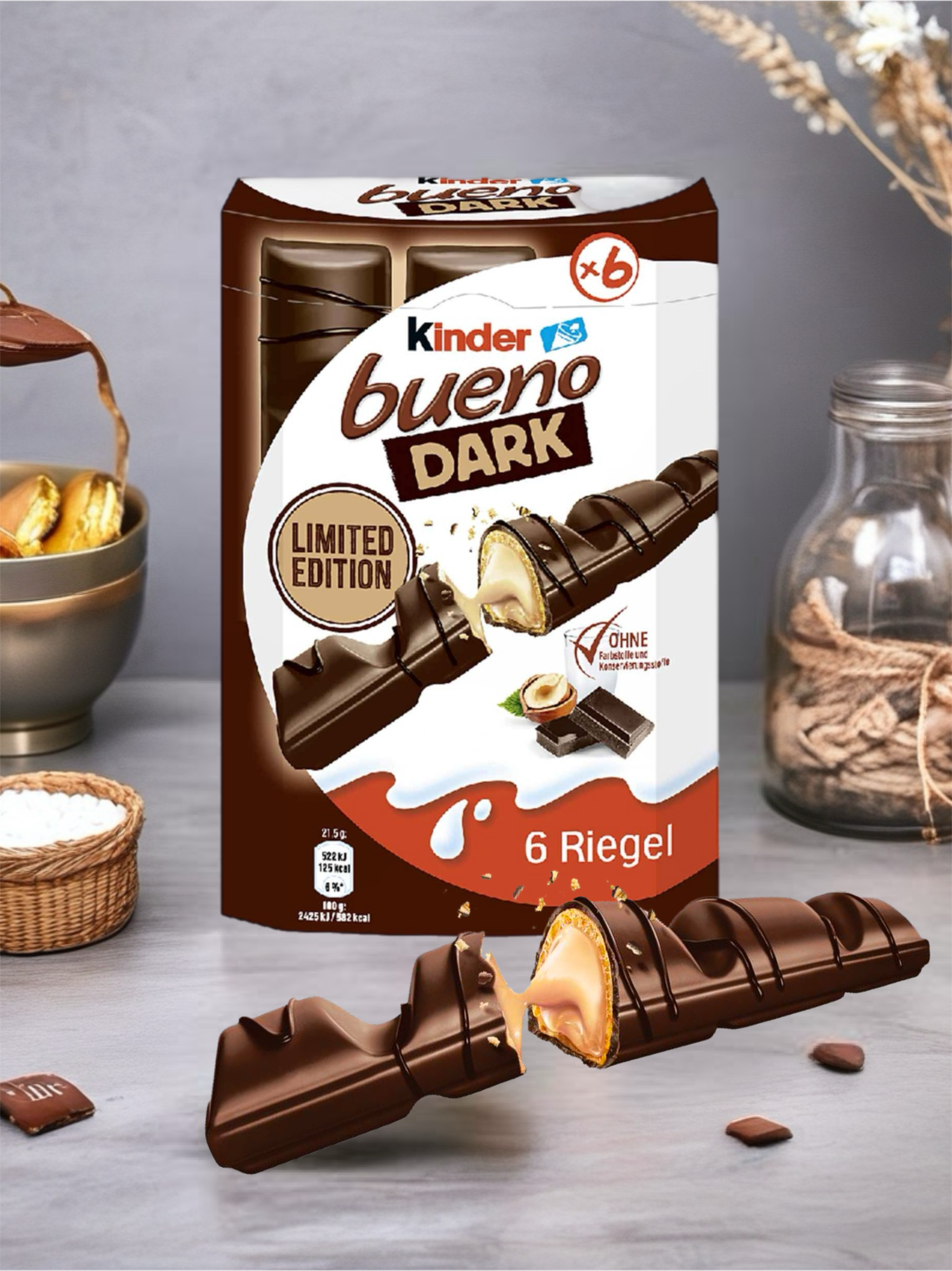 Вафельные батончики шоколадные Kinder Bueno Dark, 129 гр, (Италия)