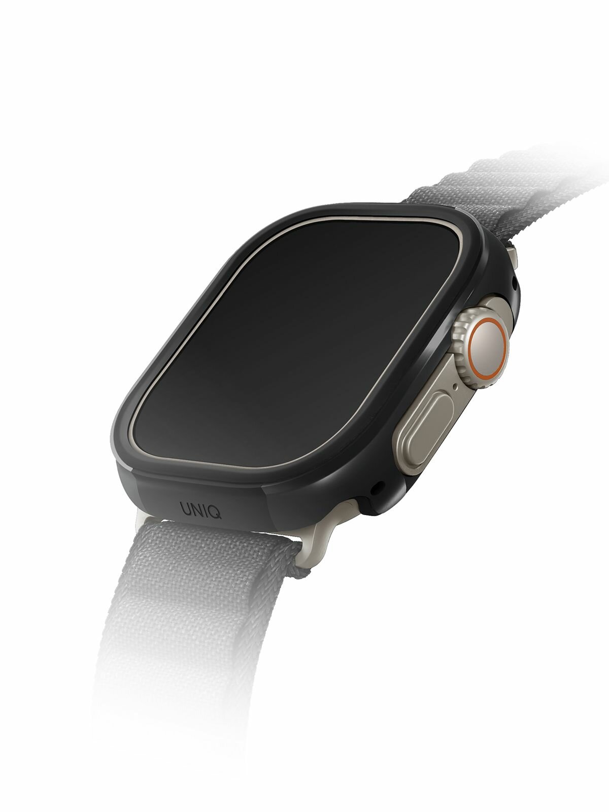 Чехол Uniq Valencia на смарт часы Apple Watch 49 mm мм / Эпл Вотч серии Ultra защитный бампер из алюминия и силикона, черный