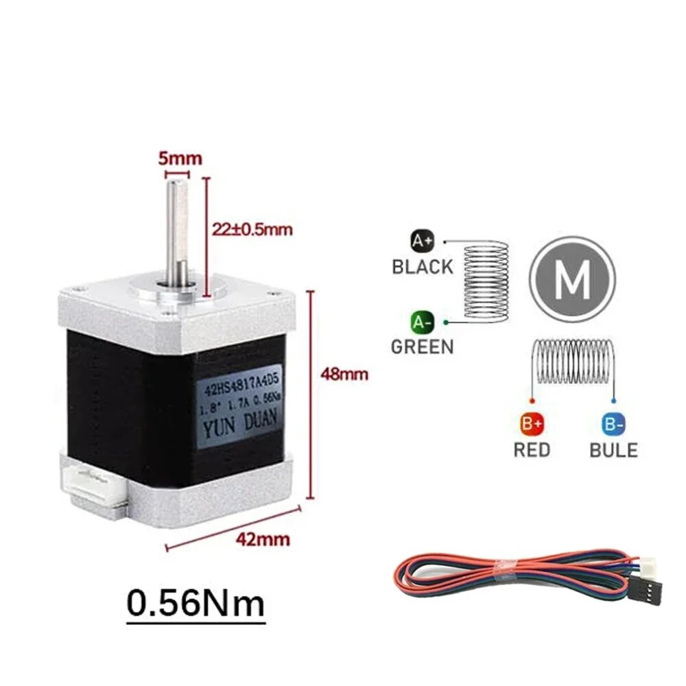 Шаговый двигатель Nema17 42 мм 0.28~7 Нм для 3D-принтеров 2 Axis--2 Set, 0.56Nm Motor