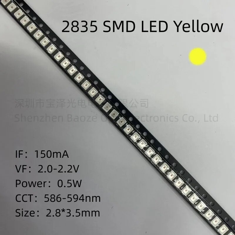 Светодиоды SMD 2835 0,5 Вт 100 шт Yellow