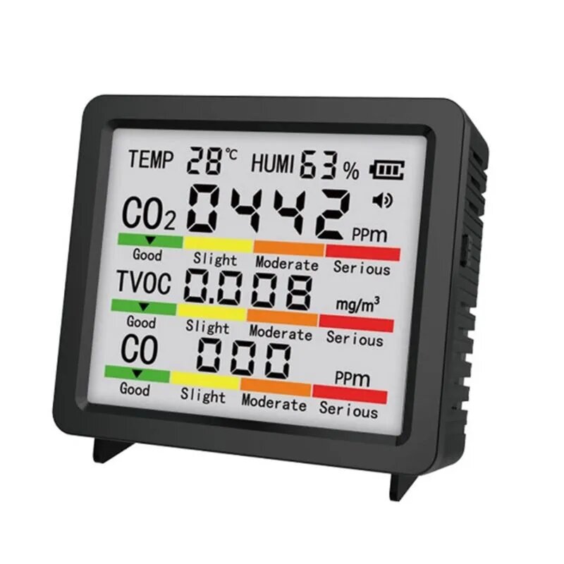 (1шт) MT66 прибор для определения влажности CO2 TVOC-черный