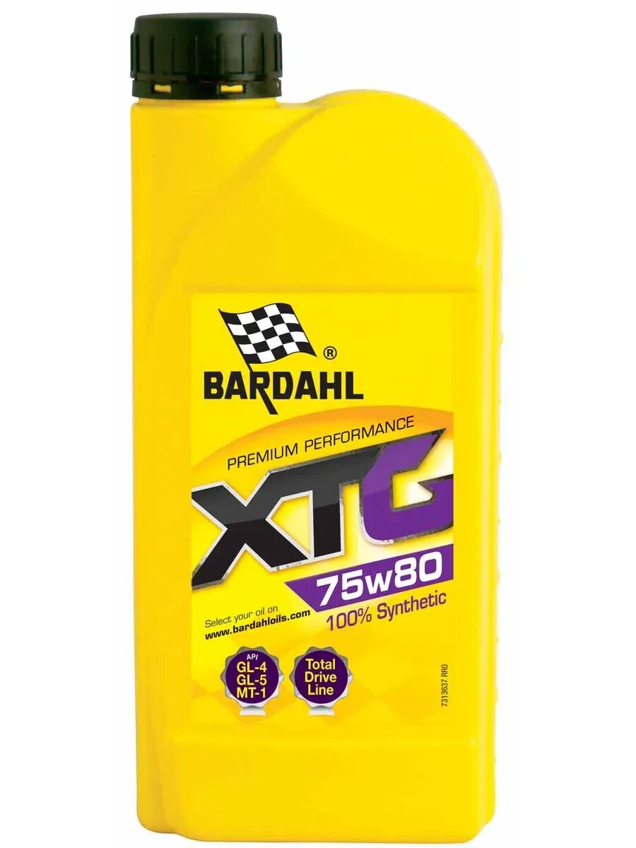 Bardahl "XTG", синтетическое, 75W80, 1 л
