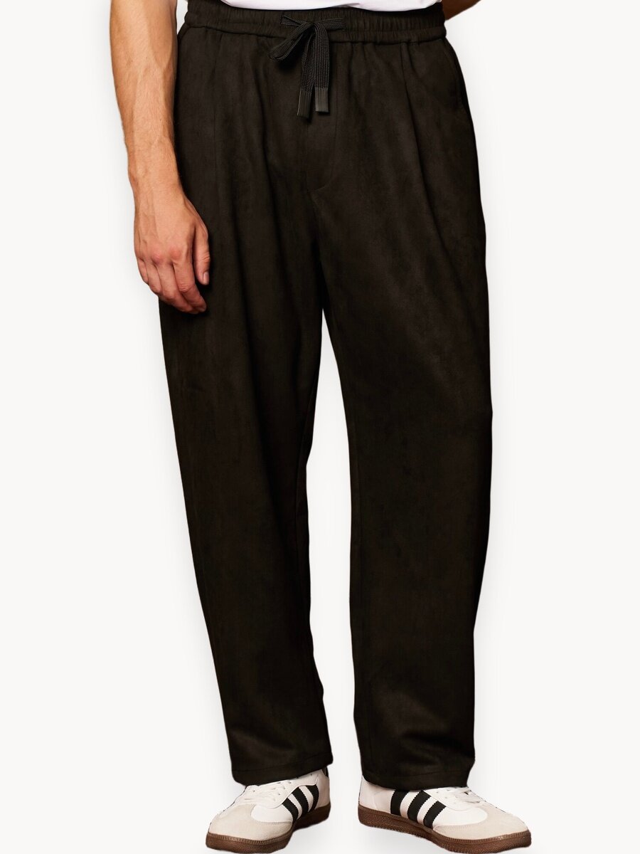 Брюки бананы замшевые широкие