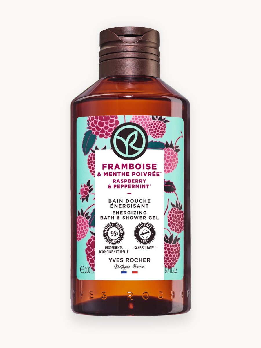 Гель для душа Yves Rocher "Малина и Перечная мята", унисекс, 200мл