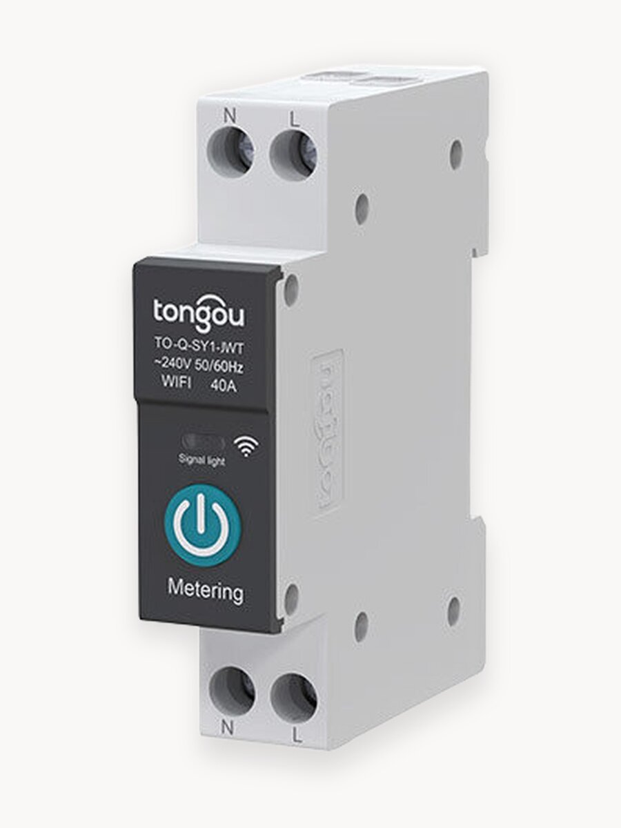 Выключатель счетчик на DIN рейку 50А с WiFi, измерение энергопотребления, работает с Яндекс Алисой