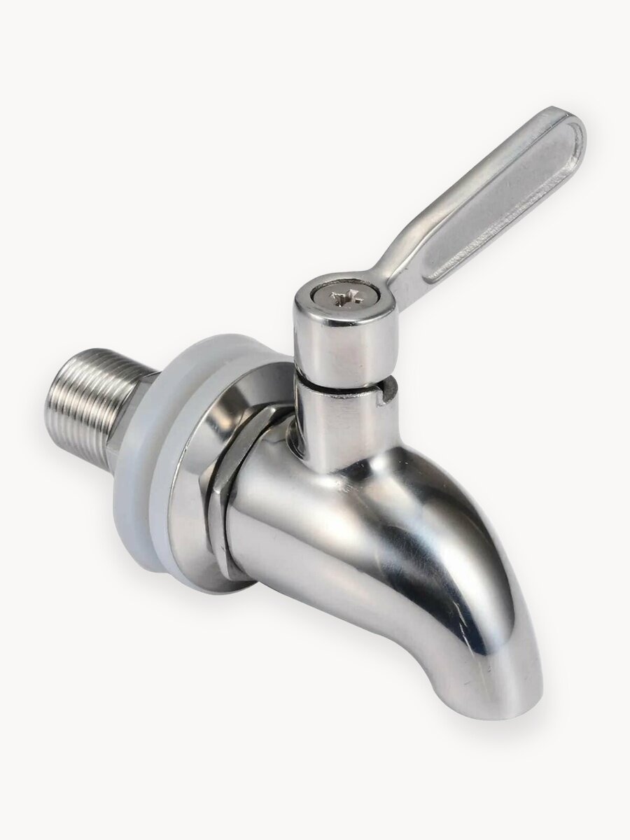 Кран для емкости диаметр 16 мм. из нержавеющей стали