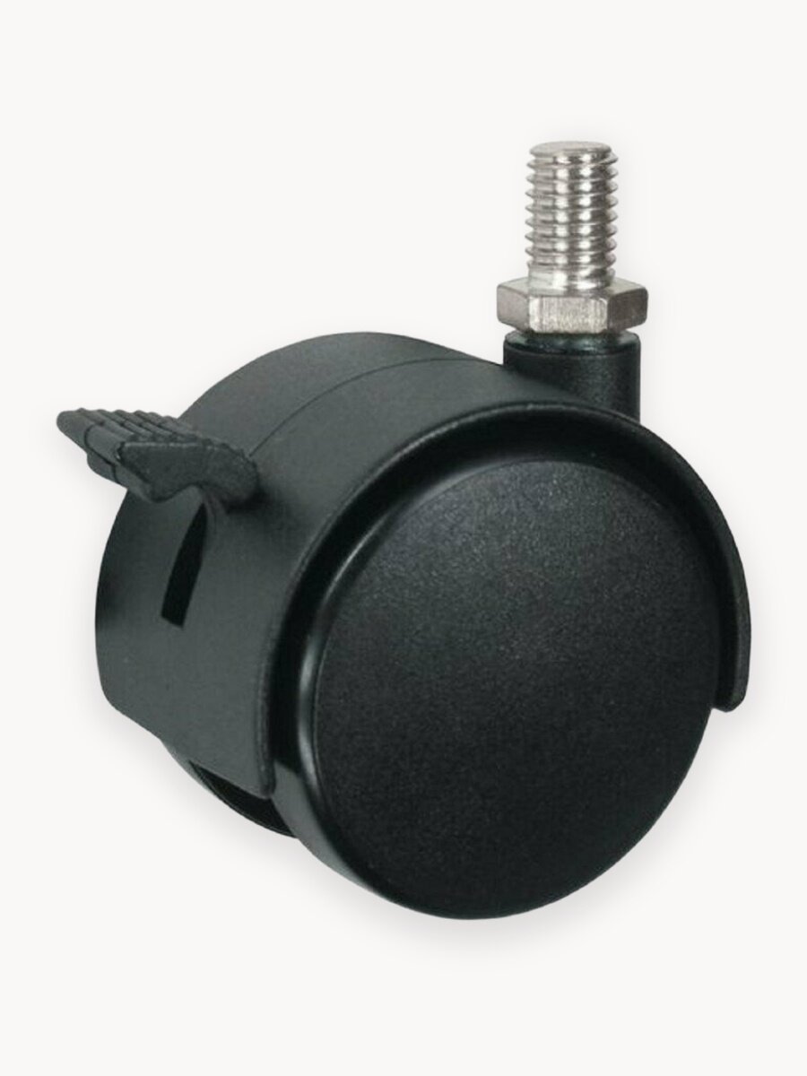 Колесная опора (штырь м8 со стопором), D40 мм черная (Комплект 4шт)