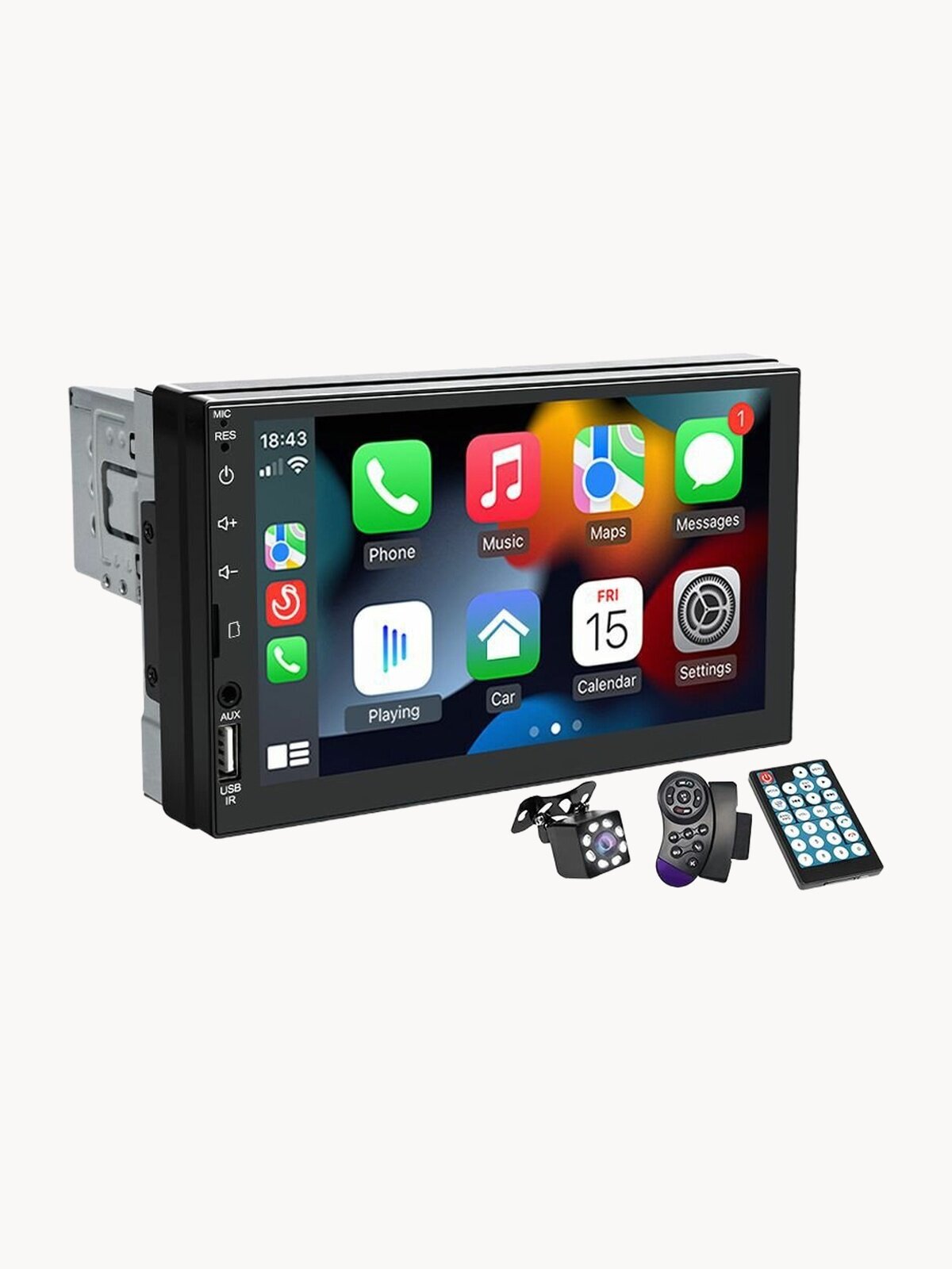 Автомагнитола с Carplay и Android auto 1 Din с сенсорным экраном 7" Автомобильный MP5-плеер c пультом с led камерой заднего вида