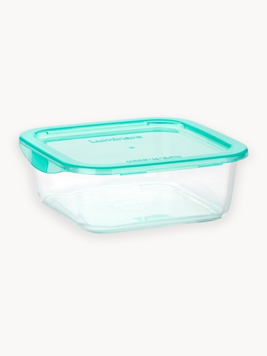 Контейнер стеклянный для продуктов, 1220 мл, квадратный KEEP'N'BOX LUMINARC, стекло/крышка пластиковая бирюзовая